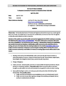Agenda for Public Hearing Apr 20, 2023 with UPDATED attachments – NVBPELS
